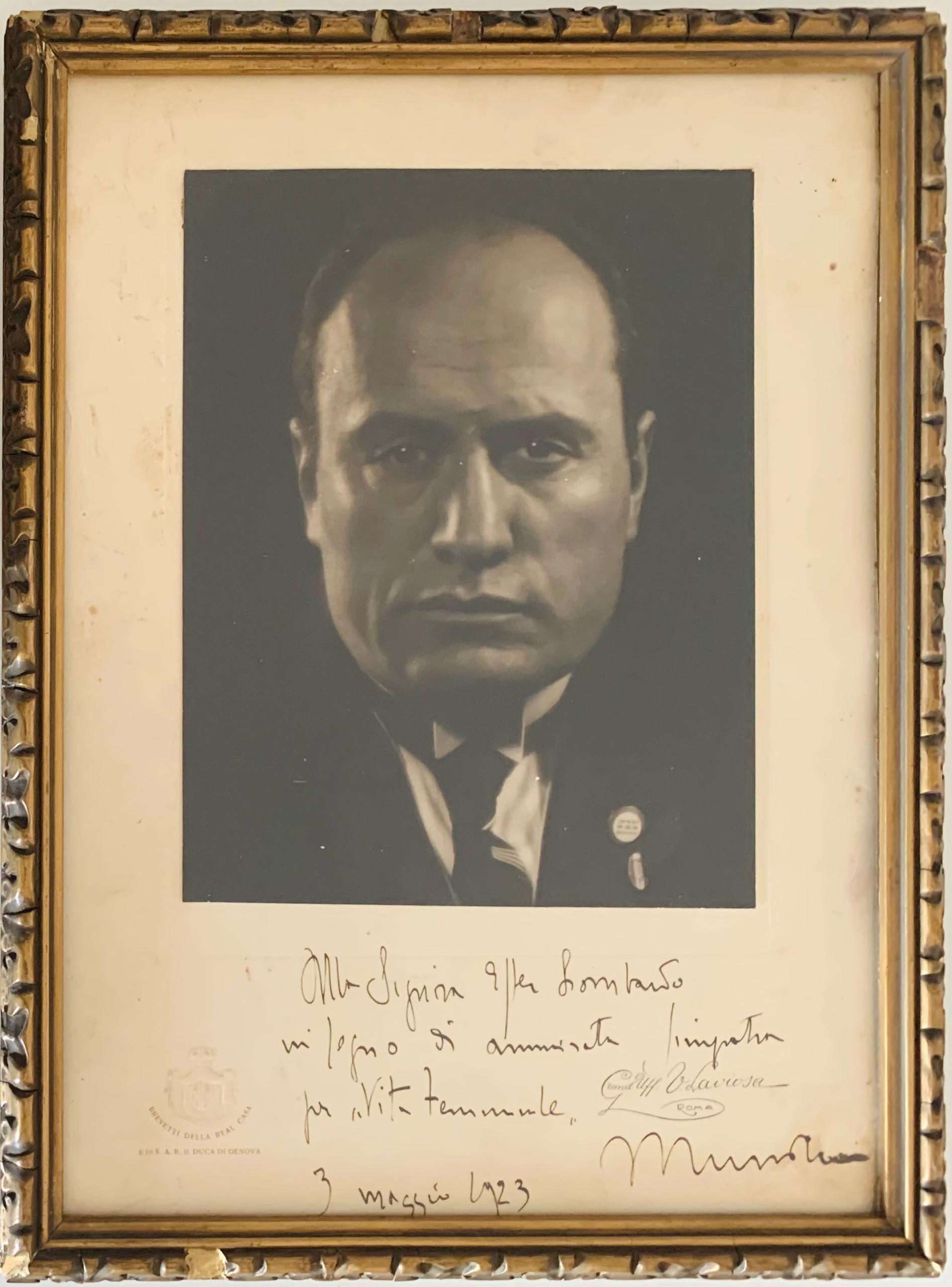 BENITO MUSSOLINI 1883 1945 Photographic Portrait Signed With